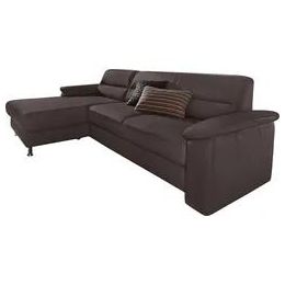 Sit & More Ecksofa SIT & MORE "Ascara L-Form", braun (dunkelbraun), B:251cm H:85cm T:165cm, NaturLeder, Luxus-Microfaser (100% Polyester), Softlux-Kunstleder, Primabelle-Microfaser (100% Polyester), Sofas, inklusive Boxspring/Federkern-Polsterung, wahlweise mit Bettfunktion