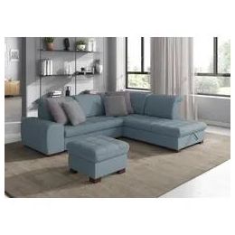 Sit & More Ecksofa SIT&MORE "Luxor L-Form" Sofas Gr. B/H/T: 259 cm x 82 cm x 224 cm, Soft clean, Ottomane rechts, ohne Bettfunktion-ohne Bettkasten-ohne Kopfteilverstellung, blau (hellblau) wahlweise mit Bettfunktion, Stauraum und Kopfteilverstellung