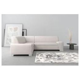 Ecksofa DOMO collection "Anzio L-Form" Sofas Gr. B/H/T: 259cm x 85cm x 191cm, Chenille-Struktur, langer Schenkel rechts, Ohne Funktion-Mit Federkern, beige (creme) Wahlweise mit Bettfunktion und Federkern