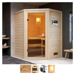 Welltime Sauna "Anni" Saunen 3,6-kW-Plug & Play Ofen mit ext. Steuerung Gr. Saunaofen, externe Steuerung, 3,6 kW, beige (naturbelassen)