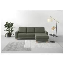 Ecksofa Home Affaire "Summer L-Form" Sofas Gr. B/H/T: 249cm x 91cm x 164cm, Feincord, Recamiere rechts, ohne Bettfunktion-ohne Bettkasten-mit Federkern, grün (olive) mit Recamiere, oder ohne Bettfunktion und Bettkasten, Cord-Bezug