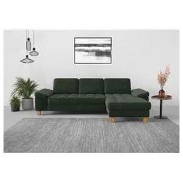 Sit & More Ecksofa SIT & MORE "Westham L-Form" Sofas Gr. B/H/T: 275cm x 88cm x 172cm, Struktur weich, Recamiere rechts, ohne Bettfunktion-ohne Bettkasten-ohne Armlehnfunktion-ohne Sitztiefenverstellung, grün (jungle) mit Recamiere, oder ohne Bettfunktion, Bettkasten, Füße Eiche