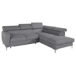 Ecksofa COTTA "Sammy L-Form", grau, B:242cm H:74cm T:207cm, Struktur (100% Polyester ), Chenille (90% Polyester; 10% Polyamid ), Sofas, inklusive Kopfteilverstellung, wahlweise mit Bettfunktion