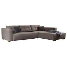 Ecksofa Tom Tailor HOME "HEAVEN CHIC M" Sofas Gr. B/H/T: 282cm x 85cm x 221cm, Struktur fein TBO, Recamiere rechts, ohne Bettfunktion-ohne Bettkasten, braun (soft tbo 22) aus der COLORS COLLECTION, wahlweise mit Bettfunktion & Bettkasten