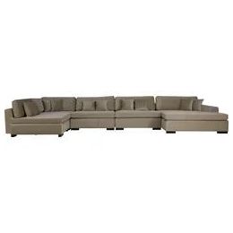 Guido Maria Kretschmer Home & Living Wohnlandschaft GUIDO MARIA KRETSCHMER HOME & LIVING "Skara XXL U-Form" Sofas Gr. B/H/T: 510cm x 86cm x 250cm, Samtoptik, Recamiere rechts, beige (dunkelbeige) Lounge-Sofa XXL mit Federkern-Polsterung, in vielen Bezugsvarianten