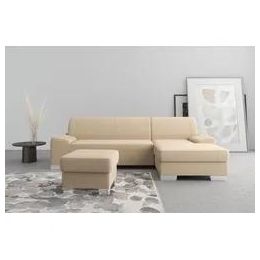 Ecksofa DOMO collection "Anzio L-Form" Sofas Gr. B/H/T: 271cm x 85cm x 160cm, Chenille-Struktur, Recamiere rechts, Ohne Funktion-Mit Federkern, braun (cappucino) wahlweise mit Bettfunktion und Federkern