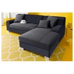 Ecksofa Inosign "Turah incl. Zierkissen, moderne Steppung, auch in Leder" Sofas Gr. B/H/T: 239 cm x 75 cm x 82 cm, Kunstleder SOFTLUX-Struktur, Recamiere rechts, ohne Bettfunktion, schwarz (schwarz, schlamm) wahlweise mit Bettfunktion, Schlafsofa, BTH: 23915275 cm, L-Form