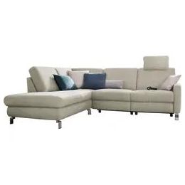 Ecksofa 3C Candy "Mainau L-Form" Sofas Gr. B/H/T: 257 cm x 89 cm x 220 cm, Struktur weich, Ottomane links, mit elektrischer Relaxfunktion, grau (platin) wahlweise mit elektrischer Relaxfunktion, Federkern