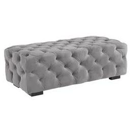 Guido Maria Kretschmer Home & Living Polsterhocker GUIDO MARIA KRETSCHMER HOME & LIVING "Kalina" Hocker Gr. T: 55cm, Samtvelours, grau mit klassischer Chesterfield-Knopfheftung