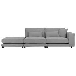 Ottomane OTTO products "Grenette" Sofas Gr. B/H/T: 291cm x 77cm x 102cm, Struktur (recyceltes Polyester), Armlehne rechts, grau (anthrazit) Modulsofa, im Baumwoll-Leinenmix oder aus recycelten Stoffen