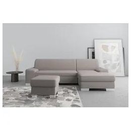 Ecksofa DOMO collection "Anzio L-Form" Sofas Gr. B/H/T: 271cm x 85cm x 160cm, Feinstruktur, Recamiere rechts, Mit Bettfunktion-Mit Federkern, braun (schlamm) wahlweise mit Bettfunktion und Federkern