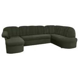 Wohnlandschaft DOMO collection "Pegnitz U-Form" Sofas Gr. B/H/T: 292 cm x 82 cm x 180 cm, Struktur fein, Recamiere links, mit Bettfunktion, grün wahlweise mit Bettfunktion