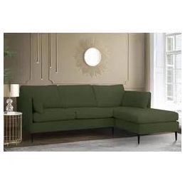 Ecksofa LEONIQUE "Light L-Form" Sofas Gr. B/H/T: 235cm x 83cm x 163cm, Struktur weich, Recamiere rechts, grün inklusive loser Zierkissen, mit schmalen Armlehnen und Teleskopfüßen