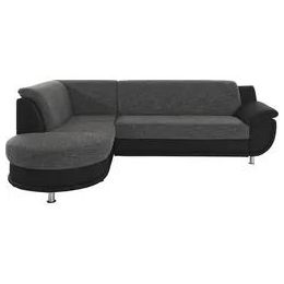 Ecksofa Trendmanufaktur "Rondo 3, L-Form" Sofas Gr. B/H/T: 265cm x 85cm x 190cm, Kunstleder SOFTLUX-Struktur, Ottomane links, mit Federkern, ohne Bettfunktion, schwarz-weiß (schwarz, schwarz, weiß) mit Ottomane und Federkern, wahlweise Bettfunktion