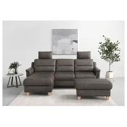 Sit & More Ecksofa SIT & MORE "Farö L-Form" Sofas Gr. B/H/T: 234cm x 90cm x 168cm, Microfaser, Recamiere links, ohne Bettfunktion-ohne Bettkasten, braun inklusive Federkern, wahlweise mit Bettfunktion und Bettkasten