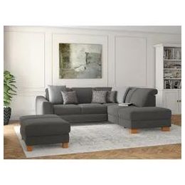 Sit & More Ecksofa SIT & MORE "Dundee L-Form" Sofas Gr. B/H/T: 263cm x 86cm x 219cm, Luxus-Microfaser Paris, Ottomane rechts, mit Kopfteilverstellung-ohne Bettfunktion-ohne Stauraum, grau mit Federkern und Massivholzfüßen, wahlweise Kopfteilverstellung