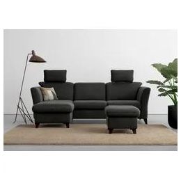 Ecksofa Home Affaire "Trelleborg L-Form", grau (anthrazit), B:249cm H:86cm T:162cm, 95% Polyester, 5% Polyamid, Sofas, wahlweise mit Bettfunktion und Bettkasten, inkl. Federkern-Polsterung