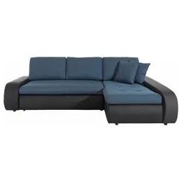 Ecksofa Trendmanufaktur "Indie, L-Form" Sofas Gr. B/H/T: 269cm x 86cm x 169cm, Kunstleder SOFTLUX-Struktur fein, Recamiere rechts, ohne Funktion-XXL, schwarz (schwarz/aqua) wahlweise XL oder XXL