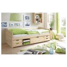 Funktionsbett Ticaa "Marlies" Daybetten Gr. kein Härtegrad, ohne Matratze, beige (kiefer massiv natur) mit Schubkästen, Kiefer