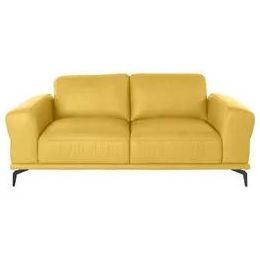 2-Sitzer W.Schillig "montanaa" Sofas Gr. B/H/T: 192cm x 78cm x 94cm, Longlife Xtra-Leder Z69, gelb (lemon z69) mit Metallfüßen in Schwarz pulverbeschichtet, Breite 192 cm