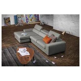 Ecksofa furninova "Ferrari" Sofas Gr. B/H/T: 294cm x 90cm x 104cm, Struktur grob, Recamiere links, mit Kopfteilverstellung, grau (stone) inklusive manueller Kopfteilverstellung, im skandinavischen Stil