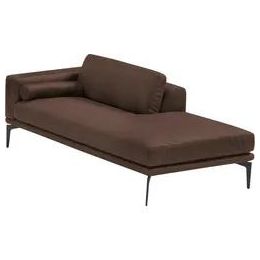 Ottomane Egoitaliano "Masu, Design trifft super Sitzkomfort, mit toller Detailverarbeitung" Sofas Gr. B/H/T: 182 cm x 95 cm x 97 cm, Leder BULL, Armlehne links, braun (chocolate) Rückenkissen und Armteilrolle für mehr Komfort, mit Metallfüßen