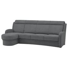 Ecksofa VILLA BECK "Varese L-Form" Sofas Gr. B/H/T: 256cm x 102cm x 83cm, Microfaser-Flock, Longchair links, ohne Bettkasten, grau (7 anthrazit) Kopfteilverstellung, wahlweise mit Sitzvorzug, in Sitzhöhe 49 cm