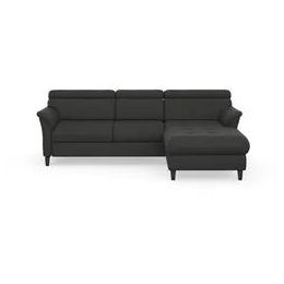 Sit & More Ecksofa SIT & MORE "Marano L-Form" Sofas Gr. B/T: 257cm x 166cm, Luxus-Microfaser TORO, mega-Recamiere rechts, ohne Bettfunktion-ohne Bettkasten-inklusive Kopfteilverstellung-Fußfarbe: matt schwarz, grau (anthrazit) inklusive Kopfteilverstellung, wahlweise mit Bettfunktion, Bettkasten