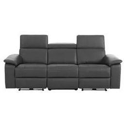 3-Sitzer Home Affaire "Binado" Sofas Gr. B/T: 211cm x 99cm, Echtleder-Kunstleder, mit manueller Relaxfunktion-ohne USB-Anschluß, grau mit manueller oder elektrischer Relaxfunktion USB-Anschluss