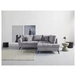 Ecksofa Inosign "Lörby L-Form" Sofas Gr. B/H/T: 224 cm x 90 cm x 191 cm, Luxus-Microfaser weich, Ottomane rechts, Luxus Microfaser weich, grau auch mit Aqua clean-Bezug, feine Steppung im Sitzbereich, lose Kissen