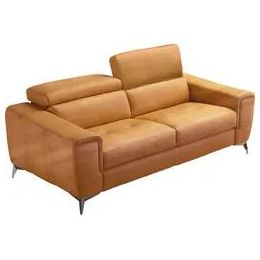 2,5-Sitzer Egoitaliano "Francine, Designsofa, Loungesofa" Sofas Gr. B/H/T: 213 cm x 100 cm x 106 cm, Luxus-Microfaser Lederoptik, braun (cognac) Kopfteile manuell verstellbar, mit edlen Metallfüßen