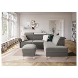 Sit & More Ecksofa SIT & MORE "Vincenzo L-Form" Sofas Gr. B/H/T: 245 cm x 84 cm x 193 cm, Flachgewebe, Ottomane rechts, mit Kopfteilverstellung-mit Bettfunktion-mit Bettkasten, grau (hellgrau) inklusive Kopfteilverstellung, wahlweise mit Bettfunktion, Bettkasten