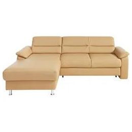 Sit & More Ecksofa SIT & MORE "Ascara L-Form" Sofas Gr. B/H/T: 251cm x 85cm x 165cm, NaturLEDER, Recamiere links, ohne Bettfunktion, braun (cappuccino) inklusive BoxspringFederkern-Polsterung, wahlweise mit Bettfunktion