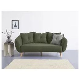 2,5-Sitzer Home Affaire "Baggio" Sofas Gr. B/H/T: 196cm x 80cm x 103cm, Struktur fein, grün Zierkissen inklusive