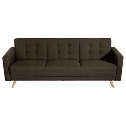 3-Sitzer Max Winzer "Julius Kippcouch mit komfortablem Federkern, klassisch und modern" Sofas Gr. B/H/T: 224cm x 81cm x 83cm, Strukturwebstoff 16523, braun Schlafsofa, inklusive Bettfunktion & Bettkasten, Breite 224 cm