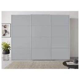 Schwebetürenschrank Rauch "Kleiderschrank Schrank Garderobe TOPSELLER OTELI inkl. Inneneinteilung" Schränke Gr. B/H/T: 271 cm x 210 cm x 62 cm, grau (seidengrau) mit 3 Innenschubladen sowie zusätzlichen Einlegeböden MADE IN GERMANY