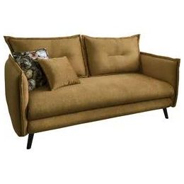 3-Sitzer Inosign "Lazio" Sofas Gr. B/H/T: 183cm x 94cm x 110cm, Veloursstoff, gelb inklusive 1 Stk. Wende- und Zierkissen