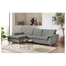 Ecksofa DOMO collection "Franzi L-Form" Sofas Gr. B/H/T: 279cm x 81cm x 162cm, Struktur fein, Recamiere links, ohne Kopfteilverstellung-ohne Bettfunktion, grau (steel) wahlweise mit Kopfteilverstellung (dann Tiefe: 170 cm)