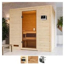 Welltime Sauna "Sunie" Saunen 3,6-kW-Plug & Play Ofen mit ext. Steuerung Gr. Saunaofen, beige (naturbelassen)