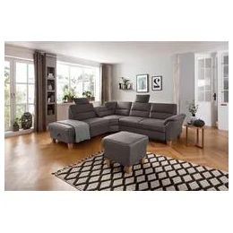 Ecksofa Home Affaire "Soleo L-Form" Sofas Gr. B/H/T: 262cm x 89cm x 235cm, Luxus-Microfaser Lederoptik, Ottomane links, mit Relaxfunktion-mit Bettfunktion-mit Stauraum, grau (anthrazit) komfortabel durch Trapezecke mit Relaxfunktion, auch Bettfunktion