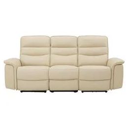 3-Sitzer Home Affaire "Maldini" Sofas Gr. B/H/T: 196cm x 98cm x 90cm, Kunstleder-NaturLEDER, Relaxfunktionen an den beiden äußeren Sitzpositionen, beige (creme) elektrischer Relaxfunktion und USB-Anschluss, Breite 196 cm