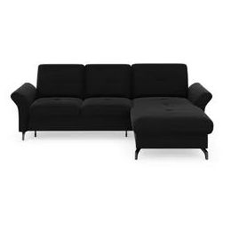 Ecksofa Places of Style "Calando L-Form" Sofas Gr. B/H/T: 258cm x 91cm x 165cm, Struktur, mega-Recamiere rechts, mit Bettfunktion-mit Bettkasten-mit Armteilverstellung, grau (anthrazit) wahlweise mit Bettfunktion, Bettkasten und Armteilfunktion