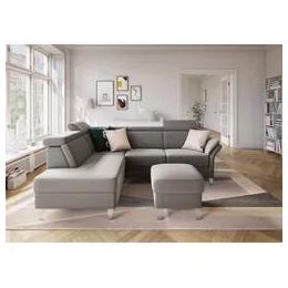 Sit & More Ecksofa SIT & MORE "Vincenzo L-Form" Sofas Gr. B/H/T: 245cm x 84cm x 193cm, Luxus-Microfaser, Ottomane links, mit Kopfteilverstellung, grau (steelgrau) inklusive Kopfteilverstellung, wahlweise mit Bettfunktion, Bettkasten