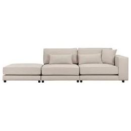 Ottomane OTTO products "Grenette" Sofas Gr. B/H/T: 291cm x 77cm x 102cm, Struktur (recyceltes Polyester), Armlehne rechts, beige Modulsofa, im Baumwoll-Leinenmix oder aus recycelten Stoffen