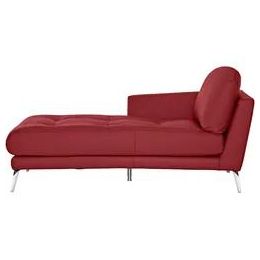 Chaiselongue W.Schillig "softy" Sofas Gr. B/H/T: 106cm x 79cm x 168cm, Longlife Xtra-Leder Z59, Armlehne links, rot (ruby z59) mit dekorativer Heftung im Sitz, Füße Chrom glänzend