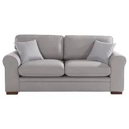 2-Sitzer Home Affaire "Broughton" Sofas Gr. B/H/T: 203 cm x 92 cm x 94 cm, Struktur fein, silberfarben (silber) weicher Sitzkomfort, incl. 2 Zierkissen, Keder