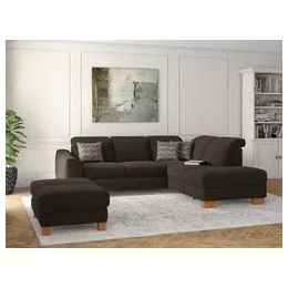 Sit & More Ecksofa SIT & MORE "Dundee L-Form" Sofas Gr. B/H/T: 263cm x 86cm x 219cm, Luxus-Microfaser Paris, Ottomane rechts, mit Kopfteilverstellung-ohne Bettfunktion-ohne Stauraum, braun (espresso) mit Federkern und Massivholzfüßen, wahlweise Kopfteilverstellung