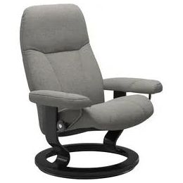 Relaxsessel stressless "Consul" Sessel Gr. ROHLEDER Stoff Q2 FARON, Classic Base Schwarz, PlusTMSystem-Gleitsystem-Relaxfunktion-Drehfunktion-Kopfstützenverstellung-Rückteilverstellung, B/H/T: 72cm x 94cm x 70cm, grau (grey q2 faron) mit Classic Base, Größe S, Gestell Schwarz