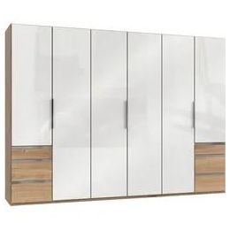 Kleiderschrank wimex "Level by fresh to go" Schränke Gr. B/H/T: 300cm x 216cm x 58cm, 6 St., braun (plankeneichefarben/weißglas) Drehtürenschrank Kleiderschrank Schränke mit vollflächigen Glastüren