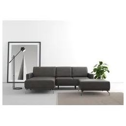 Sit & More Ecksofa SIT & MORE "Bailando L-Form" Sofas Gr. B/H/T: 251cm x 84cm x 163cm, Luxus-Microfaser mit Prägung, Recamiere links, mit Kopfteilverstellung-mit Vorziehsitz motorisch, grau (anthrazit) wahlweise mit Kopfteilverstellung und Vorziehsitz, motorisch